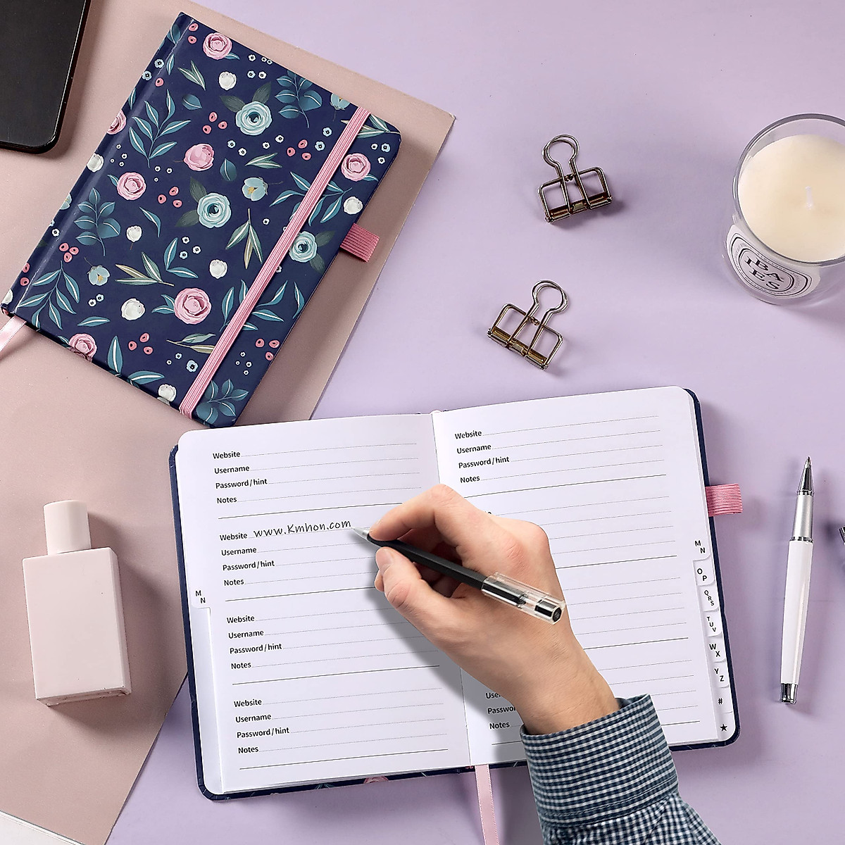 Password Book - Password Book With Alphabetical Tabs, 5.1'' X 6.8'' Small Password Book Keeper, Password Notebook With Elaastic Clourse, Inner Pocket, Penloop, For Website, Username