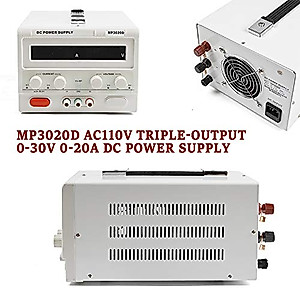 DC Power Supply, MP3020D 0-30V 0-20A Digital LED Regulated Variable Lab DC Bench Power Supply Adjustable Forced Air Cooling with Power Line