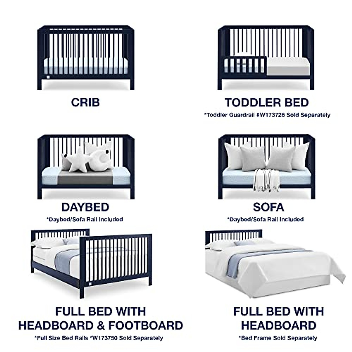 babyGap by Delta Children Charlie 6-in-1 Convertible Crib - Greenguard Gold Certified, Navy