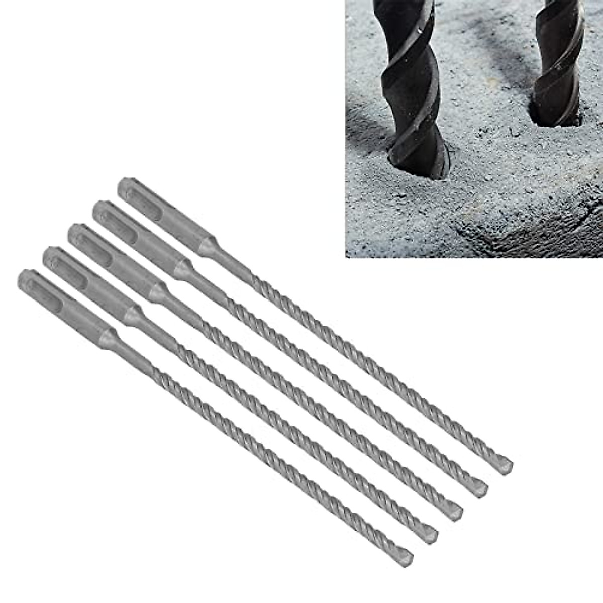 Impact Drill Bits, High Hardness Easy Installation Good Compatibility Wear Resistant 5PCS Rotary Hammer Drill Bit Set for Concrete Brick Stone (6mm)