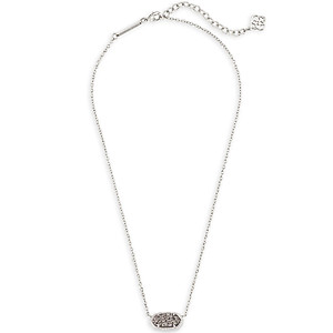 Kendra Scott Elisa Pendant Necklace for Women, Fashion Jewelry, Rhodium-Plated, Platinum Drusy