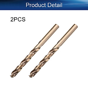 Auniwaig 10.5mm HSS Straight Shank Cobalt Twist Drill Bit-Jobber Length Fully Ground Straight Shank – 5% Cobalt M35 Grade, Champagne for Stainless Steel Cast Iron 2PCS