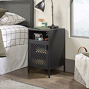 Sauder Boulevard Café Night Stand, L: 14.49" x W: 14.96" x H: 24.02", Black Finish