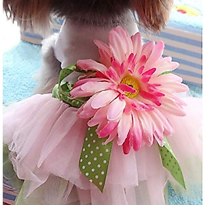 Clopon Girl Dog Birthday Outfit Dresses for Cats Puppy Clothes for Small Dogs Cute Dresses for Tiny Puppy Pink S
