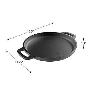Classic Cuisine Cast Iron Pizza Pan-13.25 Pre-Seasoned Skillet for Cooking, Baking, Grilling-Durable, Long Lasting, Even-Heating Kitchen Cookware, (82-KIT1089)