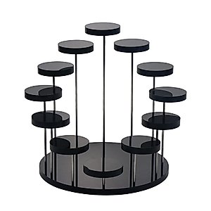DIWNELEM Round Acrylic Jewelry Stand Acrylic Display Riser Stands Dessert Tower Display Tower for Watch,Jewelry,Rings,Earrings,Mini Figurines (Black,12Tier)
