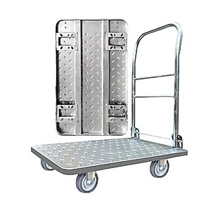 Generic Push carts on Wheels Heavy Duty, Hand Truck Foldable with castors, Multifunction Folding cart Made of Steel, Stable and Ergonomic (Color : B, Size : 90 * 60cm)