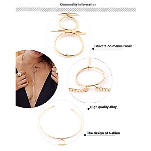Doubnine Body Chain Waist Charm Hoop Bra Layered Chain Golden Bikini Summer Beach Holiday Sexy Jewelry for Women (gold)
