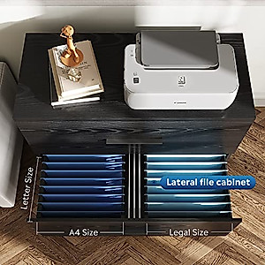 DEVAISE 2 Drawer Wood Lateral File Cabinet with Anti-tilt Mechanism, Storage Filing Cabinet for Home Office, Black