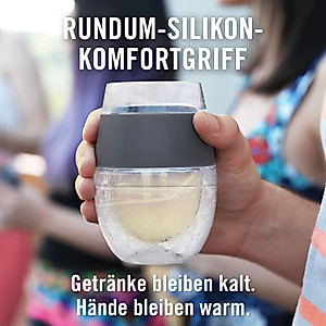 Host Wine Freeze Cup Set of 2 - Plastic Double Wall Insulated Wine Cooling Freezable Drink Vacuum Cup with Freezing Gel, Wine Glasses for Red and White Wine, 8.5 oz Marble - Gift Essentials