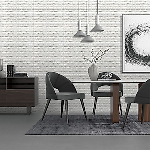 YU LI 3DH 3D Wall Panels Peel and Stick 11PCS White Foam Brick Wallpaper for Bedroom Faux Stone Wall Panel Self-Adhesive Wallpaper (11PCS-10.65 Sq Ft, White)