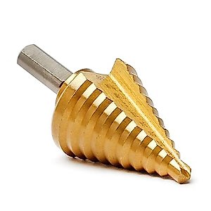 Utoolmart Step Drill Bit HSS 1/4" to 1-3/8" 10 Sizes Titanium Coated Straight Flutes Trilateral Shank for Metal Wood Plastic 1pcs