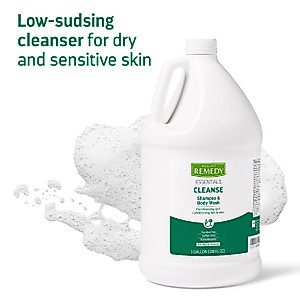 Medline Remedy Essentials Shampoo & Body Wash (128 oz), 4 Count, Kiwi Mango Scent, Full Body Gel Cleanser with Aloe, Refill Size, Sulfate Free, For Men & Women, Incontinence Care, Bedside Cleansing