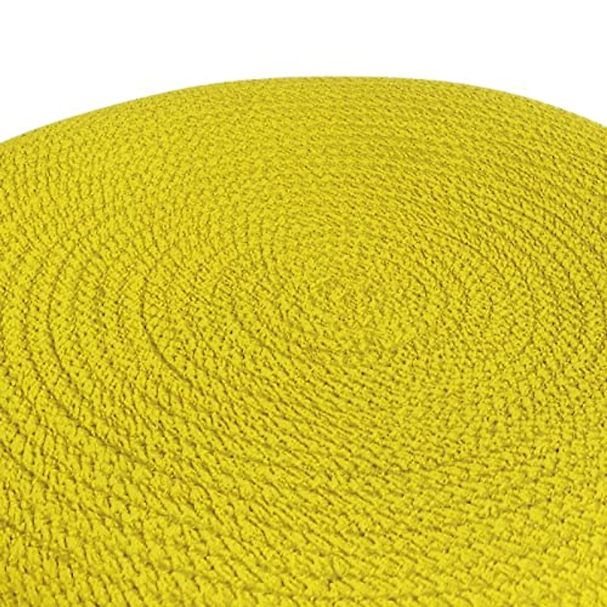 SIMPLIHOME Kent Boho Round Woven Outdoor/ Indoor Pouf in Grey and Yellow Recycled PET Polyester for the Living Room, Family Room, Bedroom and Kids Room