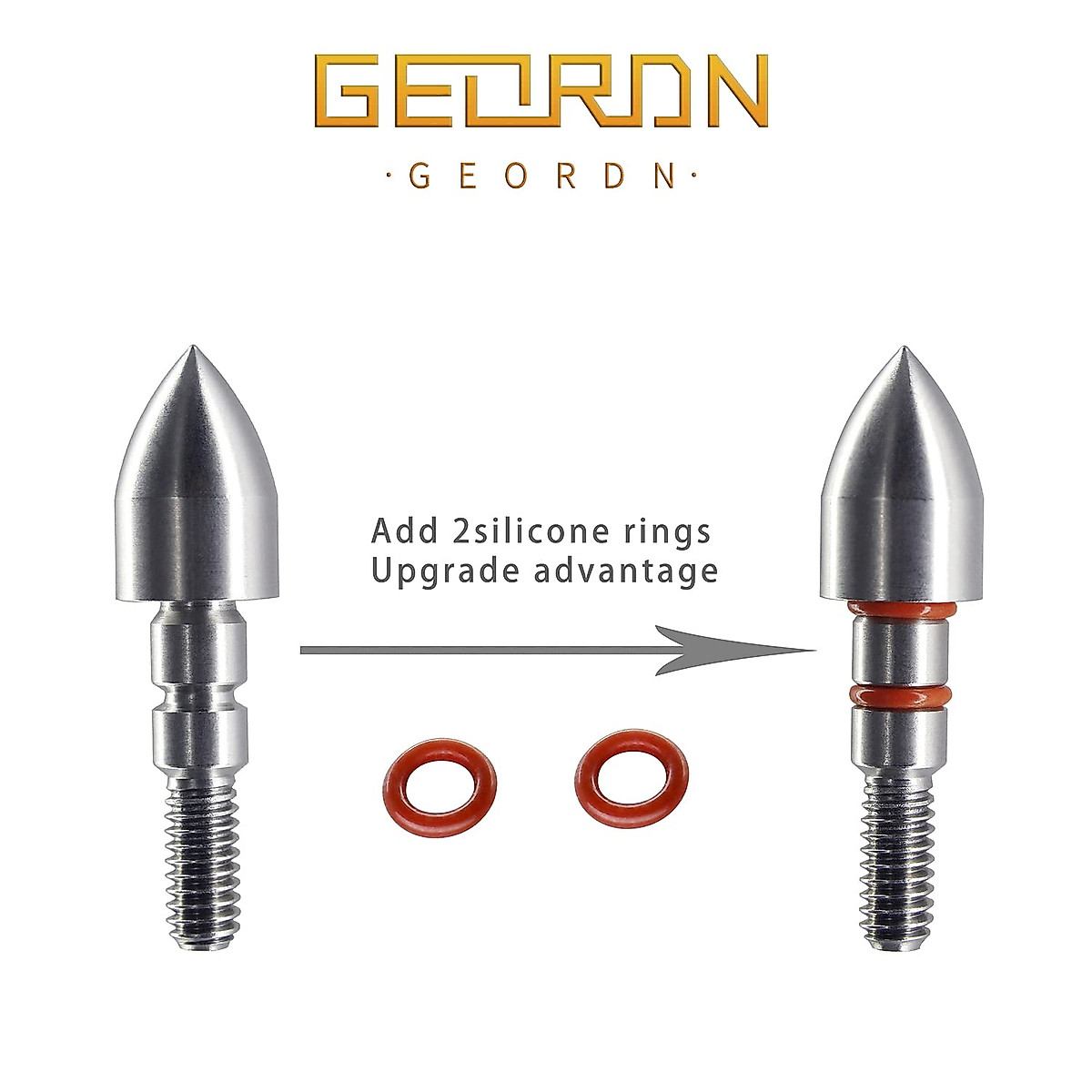 Geordn Stainless Steel Arrow Field Points 100/125/150/175/200 Grains Practice Archery Arrow Target Bullet Point Combo Point 12 PCS (R 11/32"-100 Grains)