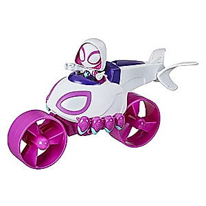 Spidey and His Amazing Friends Marvel Change 'N Go Ghost-Copter and 4-Inch Ghost-Spider Action Figure for Kids Ages 3 and Up, Frustration-Free Package Small