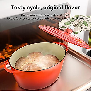 HUABANG Enameled Cast Iron Dutch Oven with Lid,Cast Iron Pot, Diameter Suitable For All Kinds of Cookware and Induction Cooker,Dishwasher,Suitable for Making Food (7.3 Quart, Cerise Oval)