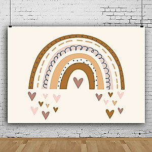 Batt Boho Rainbow Backdrop 1st Birthday for Kids Theme Baby Shower Neutral Gender Reveal Banner Background Photography Happy (5x3ft)