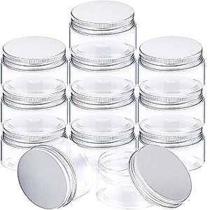 SATINIOR 12 Pack Clear Plastic Storage Favor Jars Wide-Mouth Plastic Containers with Lids for Beauty Products (4 Ounce)