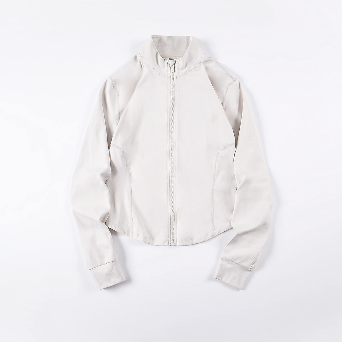 Rataves Women's Athletic Jacket Lightweight Full Zip Up Long Sleeve Workout Yoga Jacket with Thumb Holes-White L