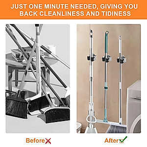 GARLWOLEX Broom Holder Wall Mount - 3 Pack Heavy Duty Broom Hooks Bulk, Space-Saving Broom Rack for Garage, Kitchen, Closet Organization