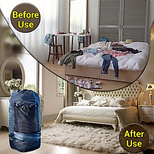 Backpack Laundry Bag, Shoulder Straps and Mash Pocket, Travel Laundry Bag, Nylon Oxford Cloth, Heavy-duty Laundry Bag (Black)