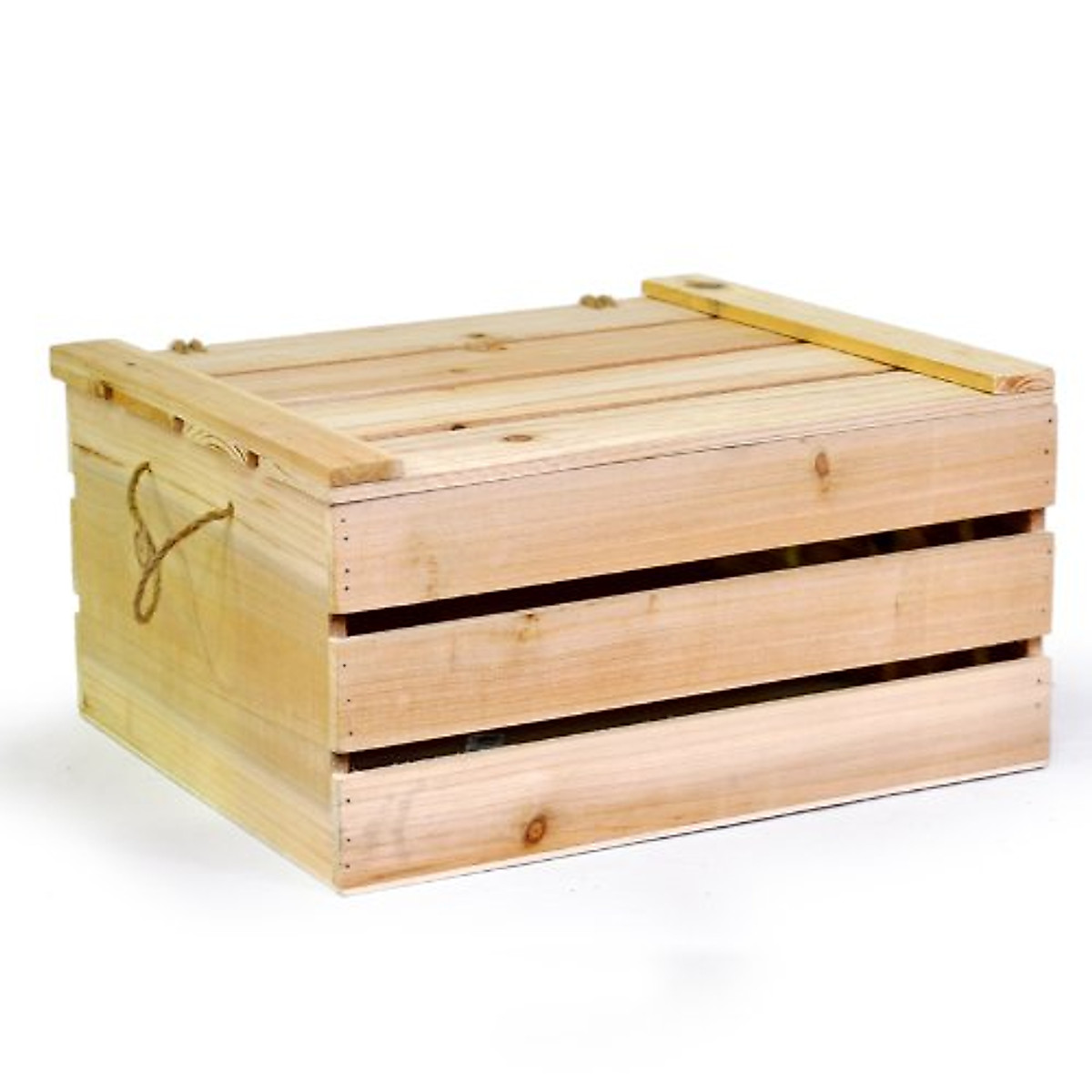The Lucky Clover Trading Storage Box with Swing Lid Crate, Natural Wood