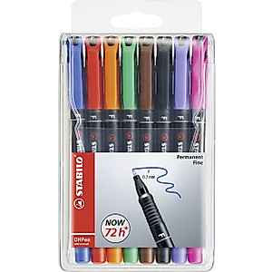 STABILO PERMANENT OHP UNIVERSAL MARKER PENS - WALLET of 8 (ASSORTED COLOURS) - FINE 0.7MM 842/8