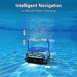 Rock&Rocker Upgraded Powerful Automatic Pool Cleaner, Robotic Pool Vacuum Cleaner with Wall Climbing, Two Larger Filter Baskets and 50FT Floated Cord, Easy to Clean Above/In-ground Swimming Pool