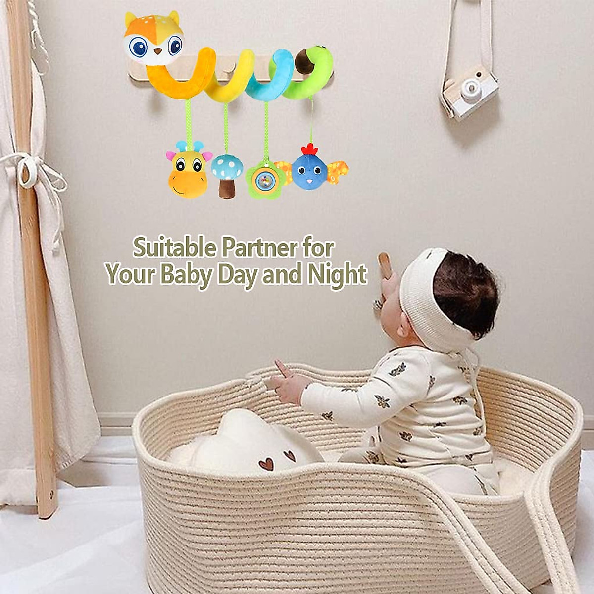 AIPINQI Spiral Activity Toy, Baby Car Seat Toys,Bed Stroller Toy Comfortable spiral car seat toy for infants colorful Hanging Toys for Car Seat