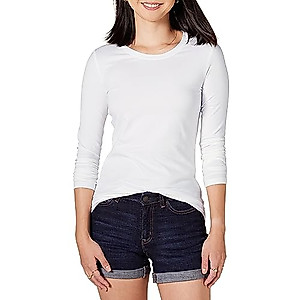 Amazon Essentials Women's Classic-Fit Long-Sleeve Crewneck T-Shirt (Available in Plus Size), White, Small
