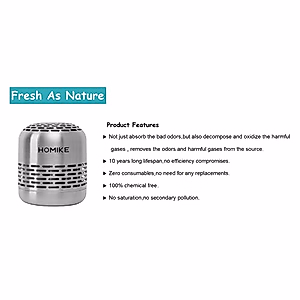 HOMIKE Refrigerator Deodorizer, Odor Eliminator,Last up to 10 Years for Car,Closet,Shoes Cabinet,Fridge and Freezer,Outperforms Baking Soda and Activated Carbon(Stainless Steel)