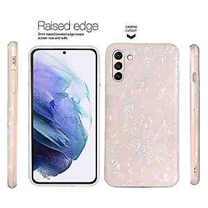 J.west Galaxy S21 Case 5G 6.2-inch, Luxury Sparkle Glitter Translucent Clear Opal Pearly Thinfoil Design Shiny Graphic Print Soft Silicone Cover for Women Girls Slim TPU Protective Phone Case Colorful