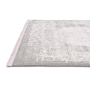 Unique Loom New Classical Collection Area Rug - Olwen (4'Square, Purple/ Gray)