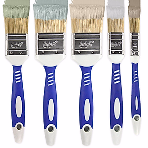 Luigi's Paint Brushes for Walls | 5X Synthetic Bristle Paint Brushes for Painting Walls, Furniture, and More | Large House Paint Brush Set for Walls | Gloss, Stain, and Paintbrush Pack