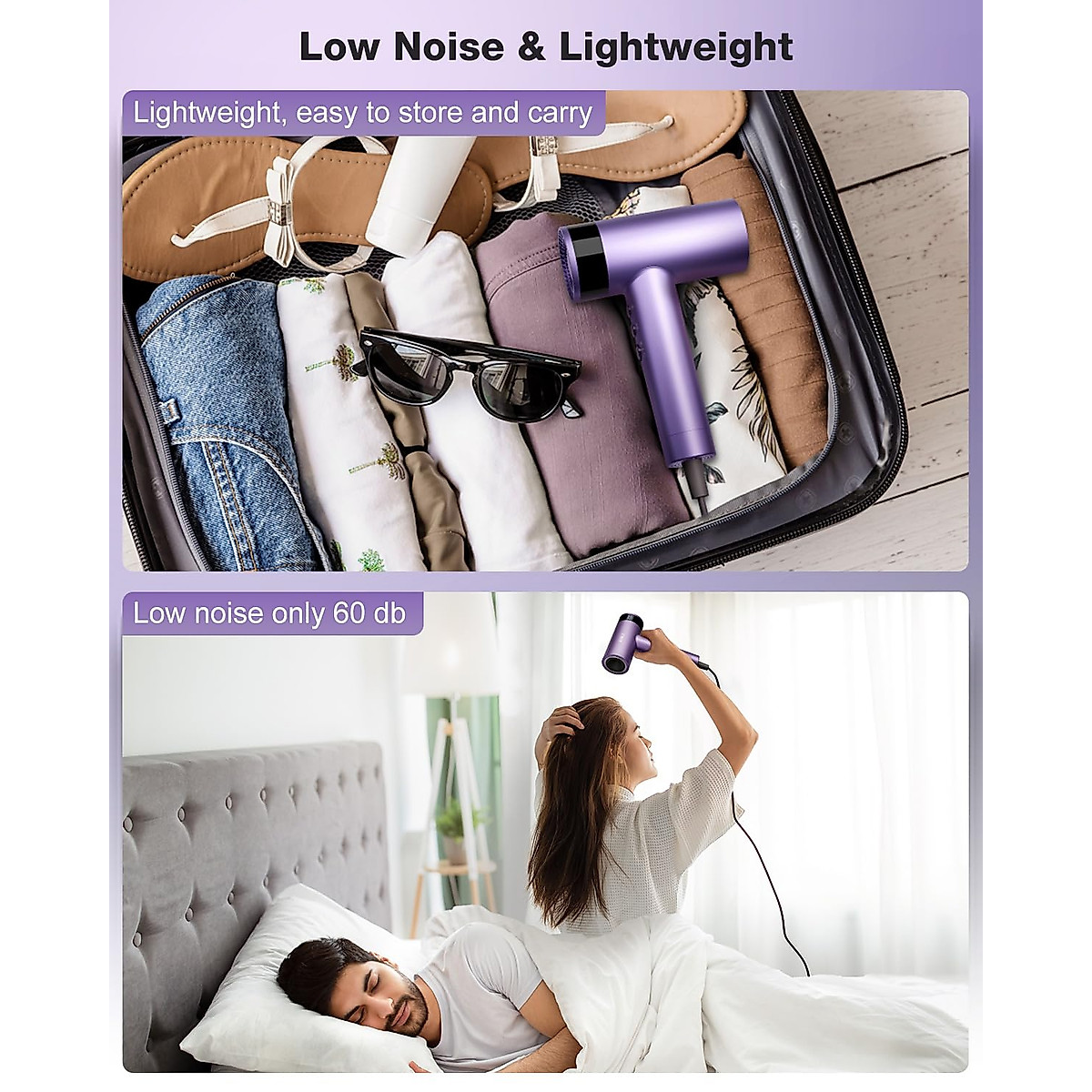 KNKA Hair Dryer, High Speed Blow Dryer, Negative Ionic Hairdryer with 4 Temps