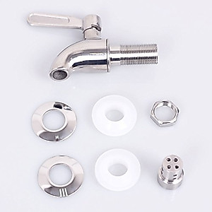 Replacement Spigot Spout for Beverage Dispenser, Solid Stainless Steel Water Dispenser Replacement Faucet with Anti-Clogging Cap Polished Finished