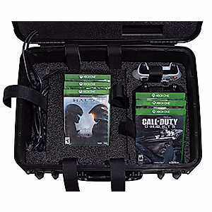 Case Club Waterproof Gaming Station to fit Xbox One X/S. Portable Gaming Station with Built-in Monitor & Storage for Controllers & Games, Gen 2