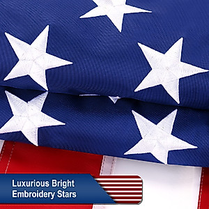 American Flag 3x5 ft Outdoor Heavy Duty, Premium USA US Flag, 100% in USA American flags for outside 3x5 with Luxury Embroidered Stars, Brass Grommets (Premium 3X5 FT American Flag)