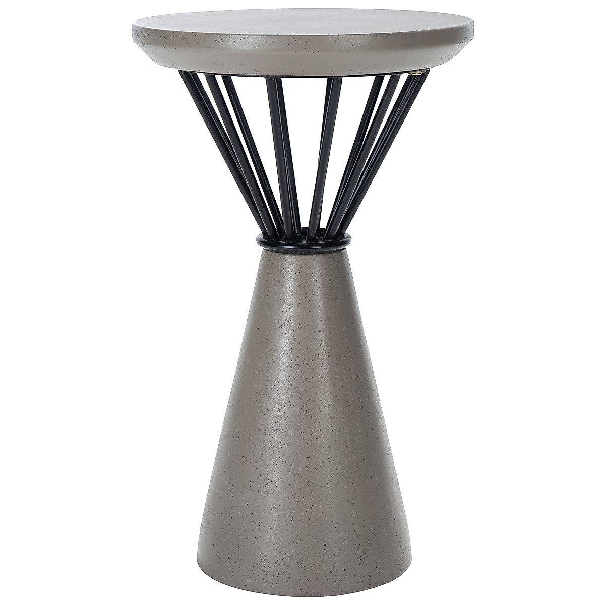 SAFAVIEH Outdoor Collection Akiko Modern Dark Grey Concrete Round Accent Table (Fully Assembled)