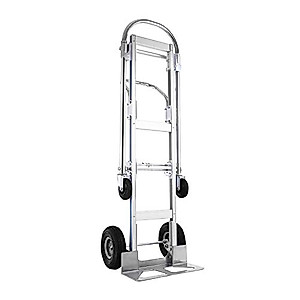 Hihone 880lbs Aluminum Hand Truck, 2 in 1 Heavy Duty Convertible Folding Hand Truck, with 10" Rubber Pneumatic Wheels, Assisted Hand Truck Flatform Cart