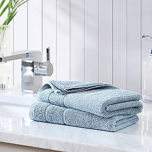Tommy Bahama- Hand Towels, Absorbent & Fade Resistant Cotton Towel Set, Fashionable Bathroom Decor (Island Retreat Bay Blue, 2 Piece)