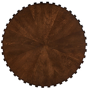 Round Wood Coffee Table Set of 2, Handcraft Drum Side Table End Table for Living Room, Modern Circle Wooden End Table Set for Small Space, No Need Assembly(Deep Brown,31x31x16 in)