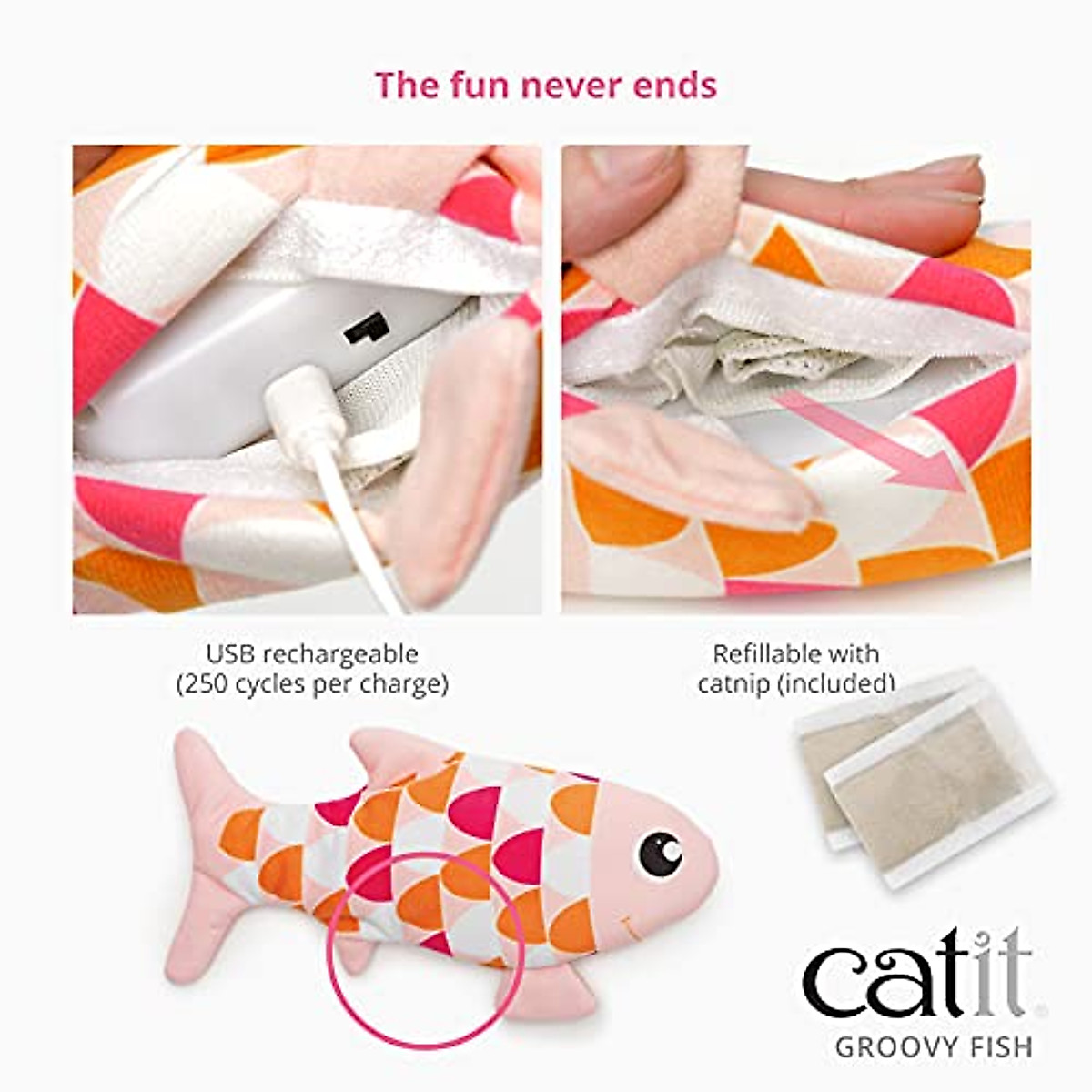 Catit Groovy Fish Interactive Cat Toy with Catnip, Blue