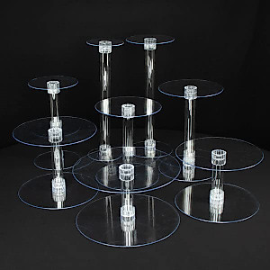 Efavormart Lovely 8 Tier Acrylic Crystal Glass Clear Cake Dessert Decorating Stand for Birthday Party Wedding