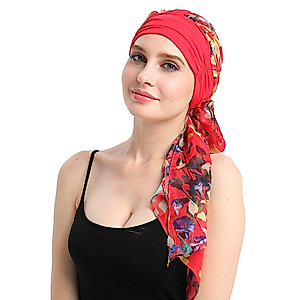 Knits Fitted Turban Hat for Cancer Women DIY Easy Tie Chemo Bandana