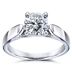 Kobelli Round Moissanite Solitaire Engagement Ring 1 CTW 14k White Gold, Size 9, White Gold