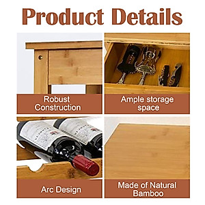 Kinsuite 36 Bottle Wine Rack Freestanding Floor with Drawer Bamboo Wine Rack Table Storage Holder Display 6 Shelves for Storing Wine for Home