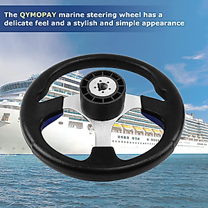 QYMOPAY 12.5inch Boat Steering Wheel, 3/4 Inch Axle Marine Steering Wheel Adapter, Anti-Slip Steering Wheel for Boats, Yachts, Pontoon Boats (Blue)