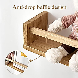 INMAN Wood Floating Nursery Shelves,Wooden Floating Kindergarten Bookshelves,Wall Shelf Organizer for Baby Nursery Decor,for Bathroom Walls Decorate Kitchen Spice Rack((Oak24 inches)
